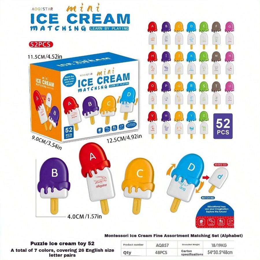 Children's Early Education Ice Cream Letter Matching Toy Color Matching ...