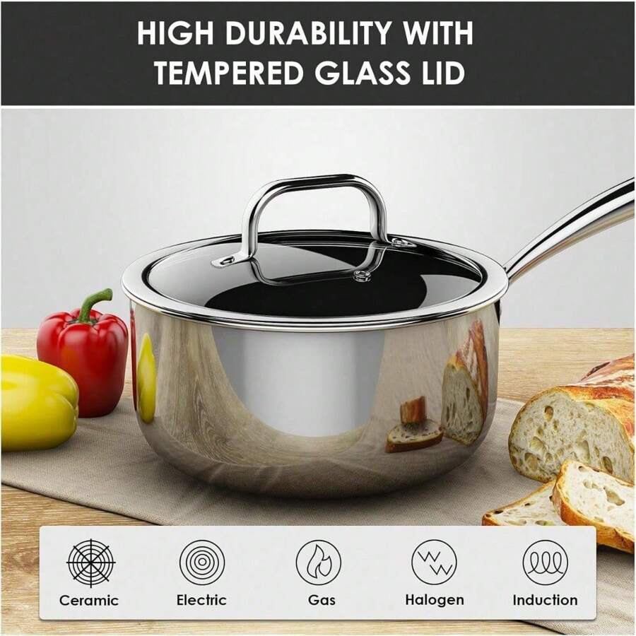 Stainless Steel Pots And Pans Set, Induction Cookware 4-Piece With Lid ...