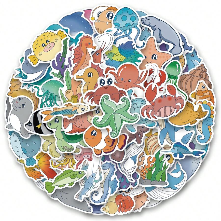 102PCS Marine Life Stickers Vinyl Aesthetics Stickers Scrapbooking ...