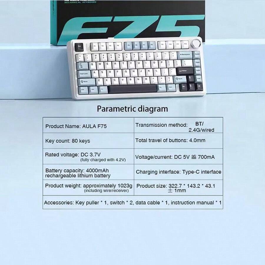 AULA AULA F75 Custom Mechanical Keyboard Gasket Structure Full Key Hot ... AULA AULA F75 Custom Mechanical Keyboard Gasket Structure Full Key Hot ...