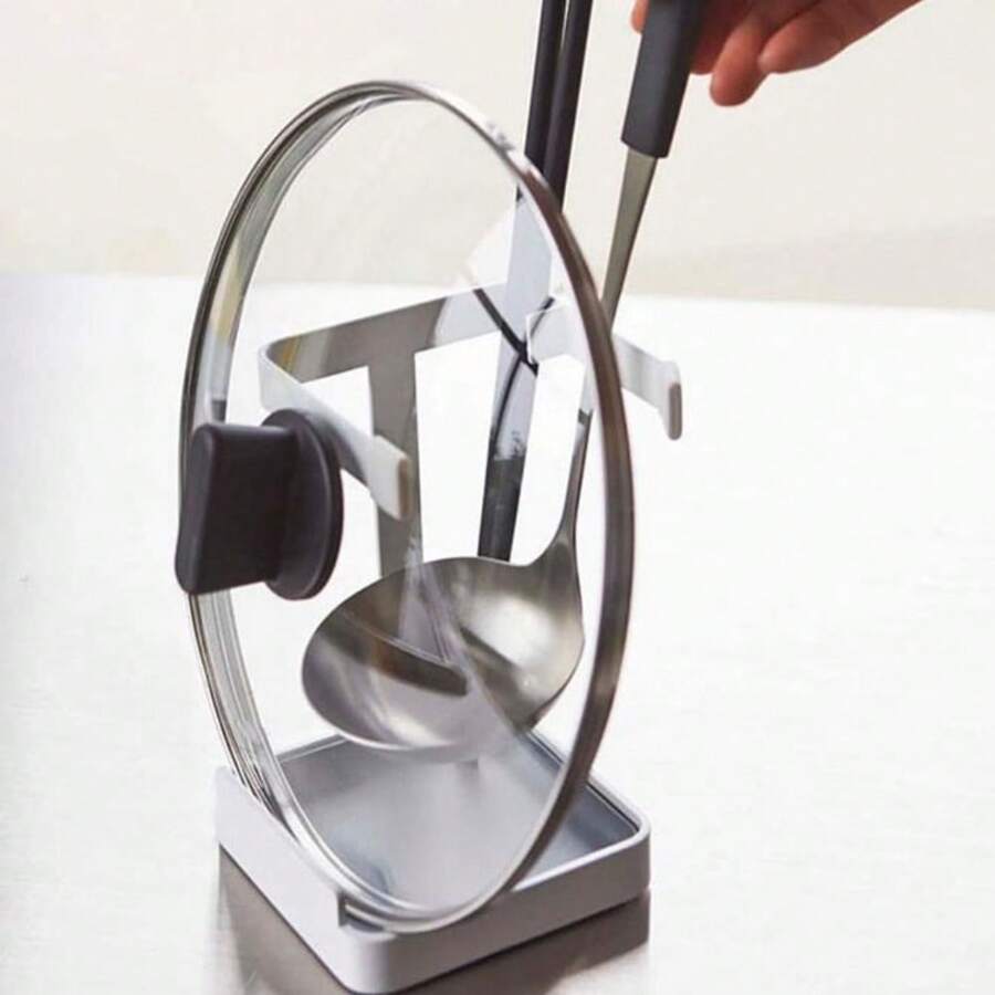 1 Pc Countertop No-Drill Soup Ladle Pot Lid Storage Rack, Kitchen ...