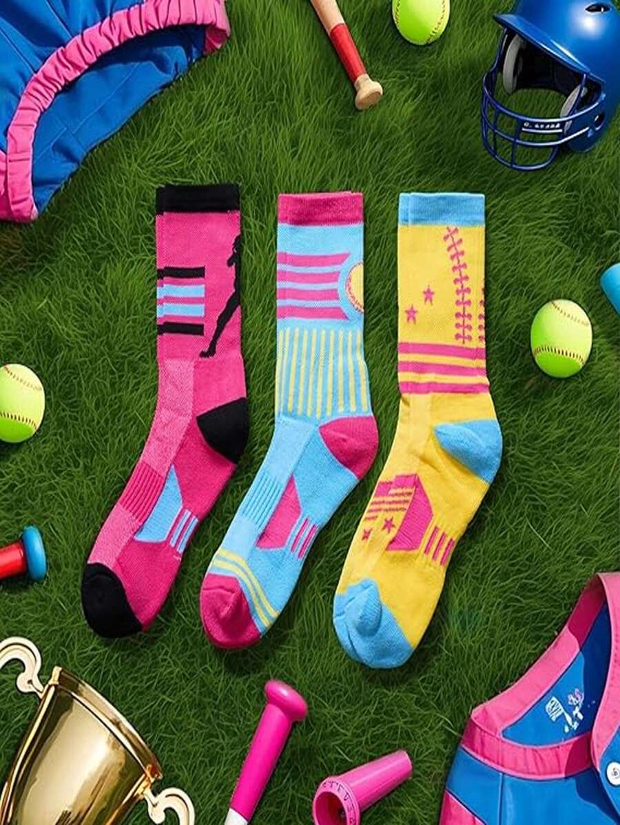 3 Pairs Of Softball Socks Gifts For Softball Lovers Sports Socks ...