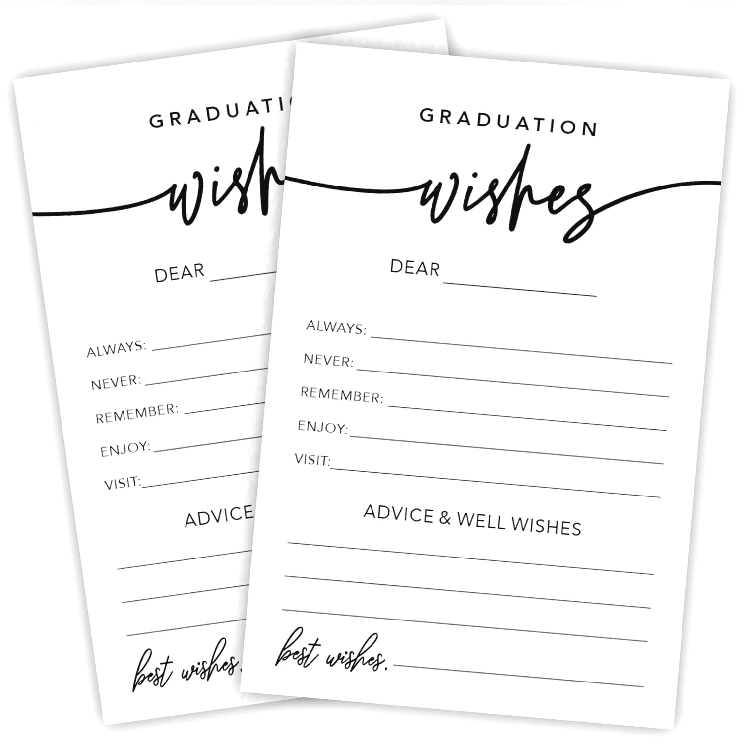 Minimalist Graduation Wishes Cards - 4X6" Advice & Wishes Cards, Grad ...