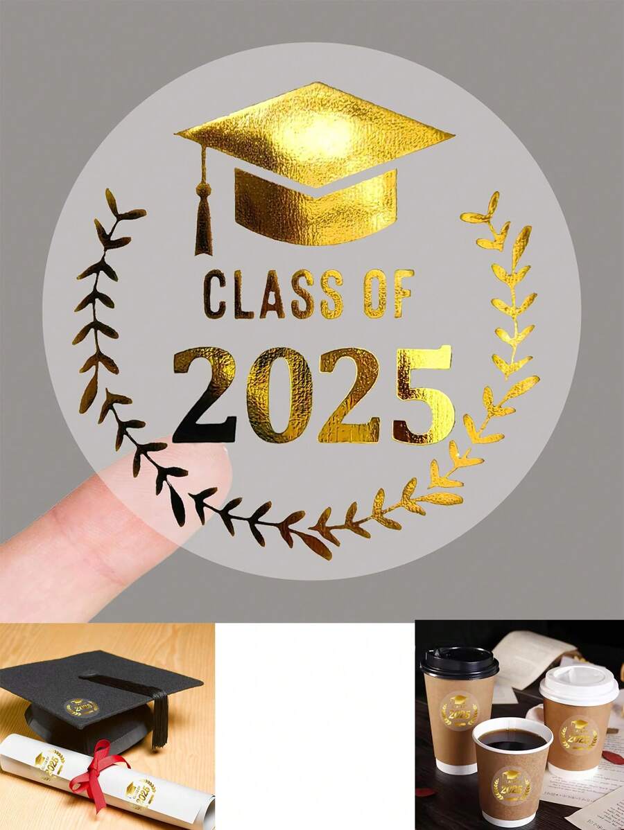 60pcs-Graduation Stickers, Golden Graduation Stickers For 2025 Grads ...