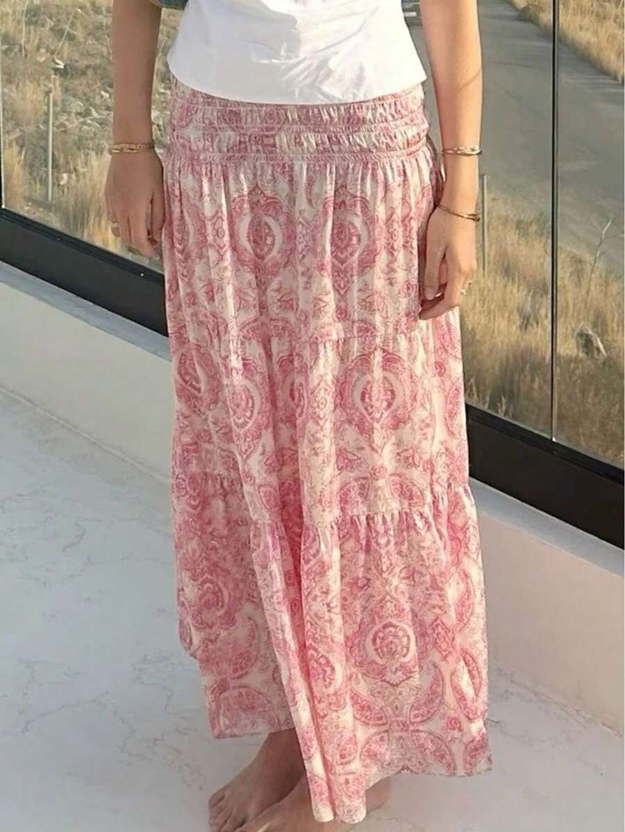 Women's Fresh Pink A-Line Skirt, Minimalist Fashion Suitable For Summer ...