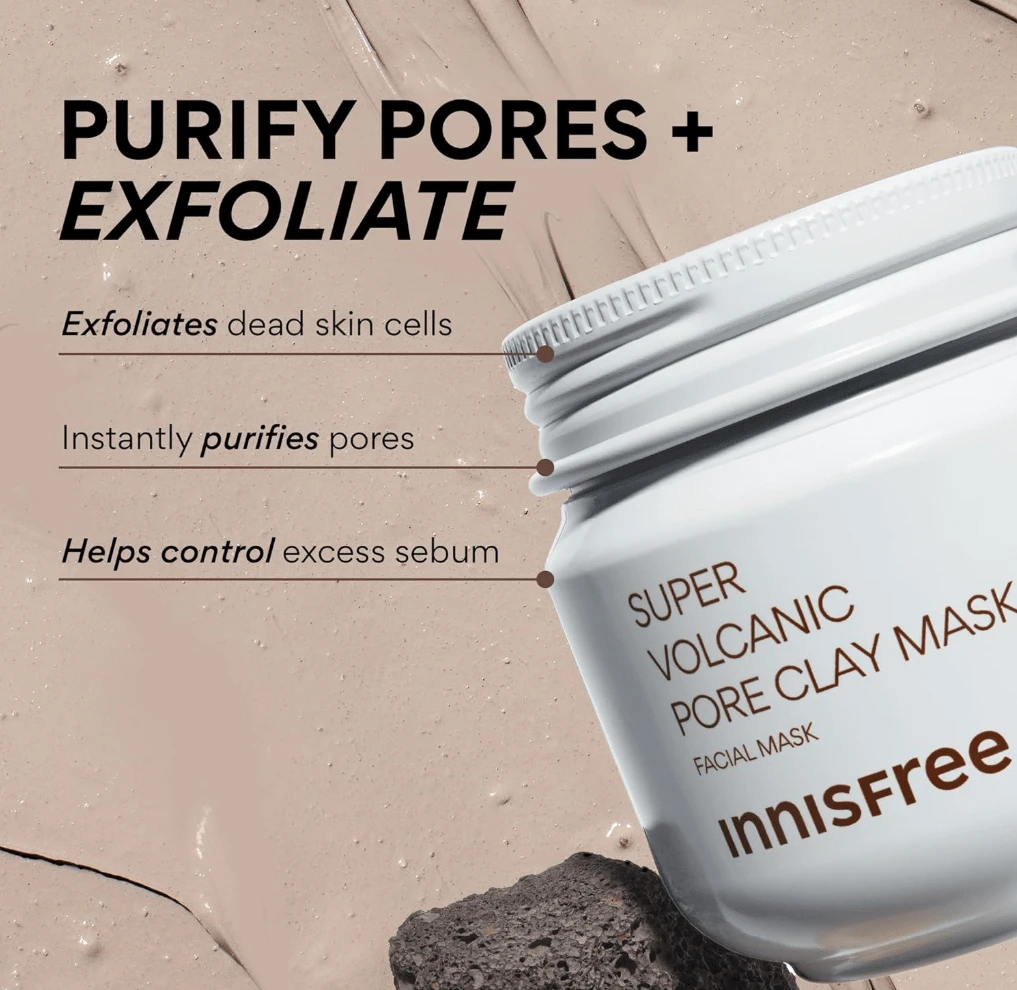 Innisfree Super Volcanic Pore Clay Mask, Korean Pore Clearing Clay Mask ...