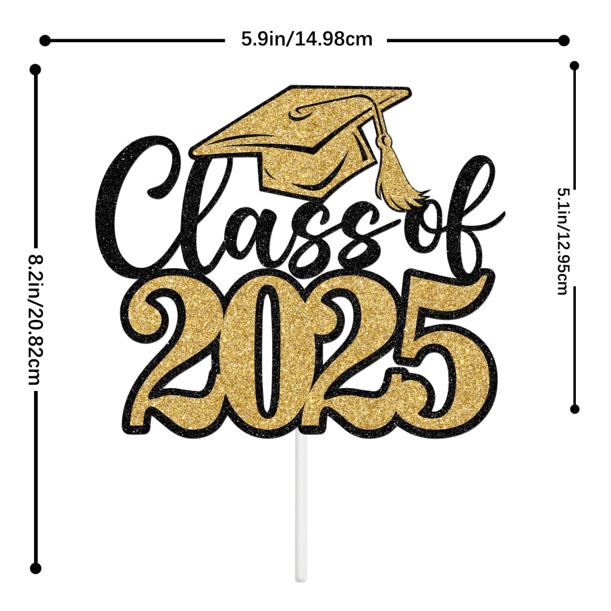 1 Pc Class Of 2025 Cake Topper Black Glitter Congrats 2025 Graduation ...