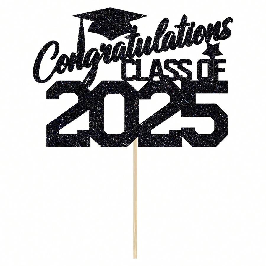 2025 Graduation Theme Cupcake Toppers Glitter Class Of 2025 Graduation ...