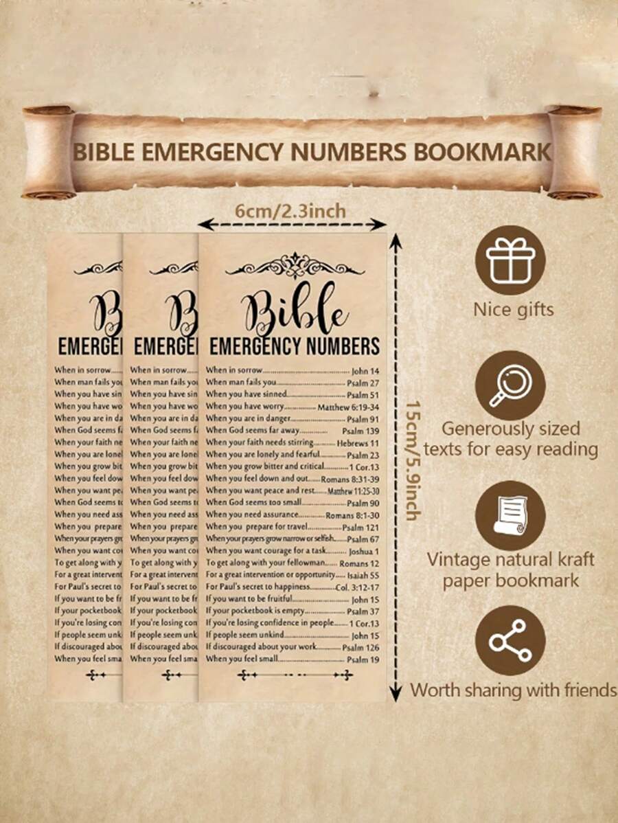 [Inspirational Bible Verse Bookmarks] 25pcs Brown Paper Bible Verse ...