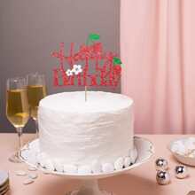 Cherry Happy Birthday Cake Topper, Cheer To Sweet Fruit Cake Decor, Red ...