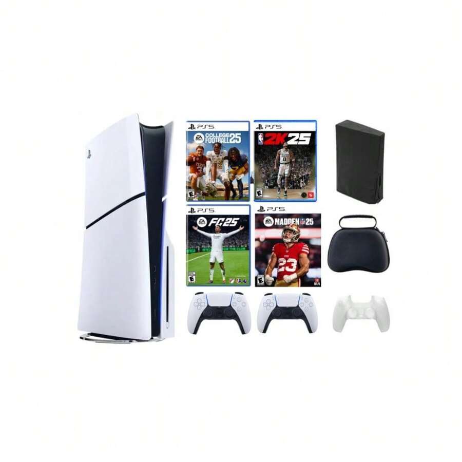 Sony - PlayStation 5 Slim Disc Bundle With NBA 2K25, Madden NFL 25 ...