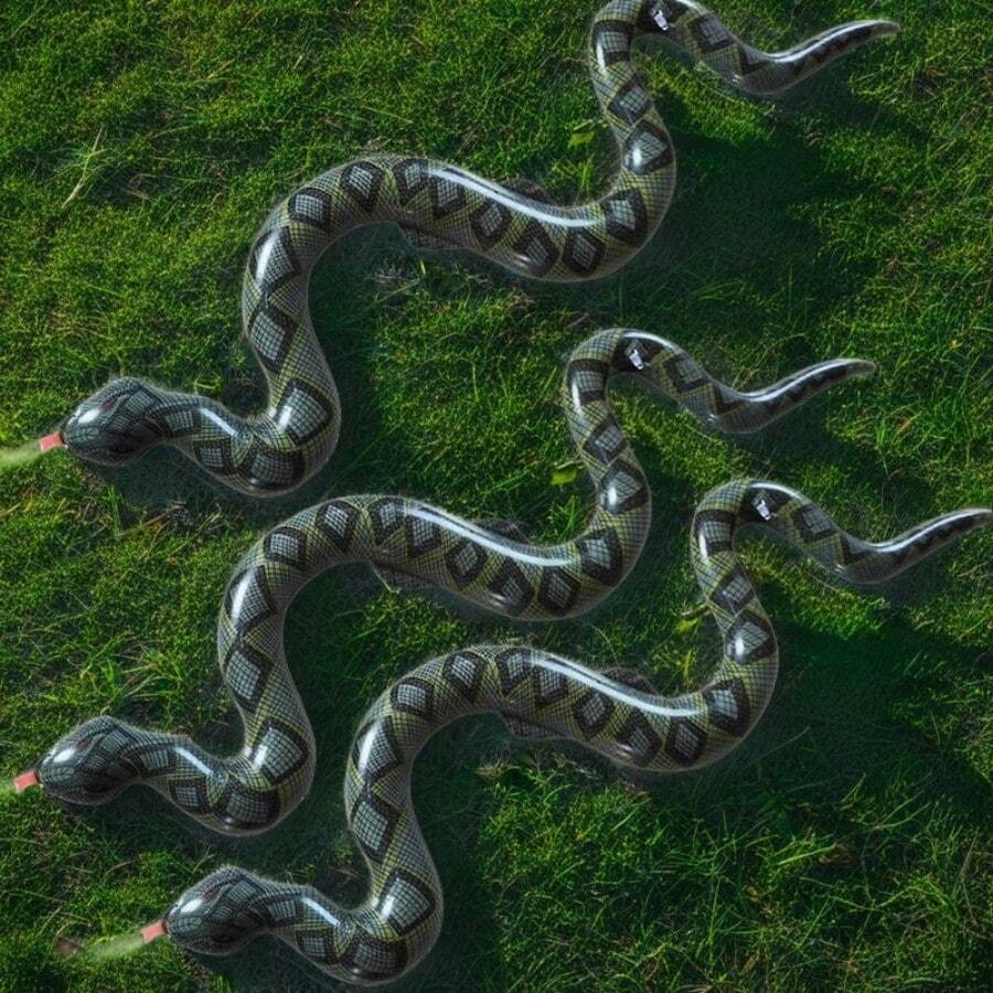 Fun Halloween Scary Prank Props Inflatable Golden Python Fake Snake Party Ghost House Yard ...