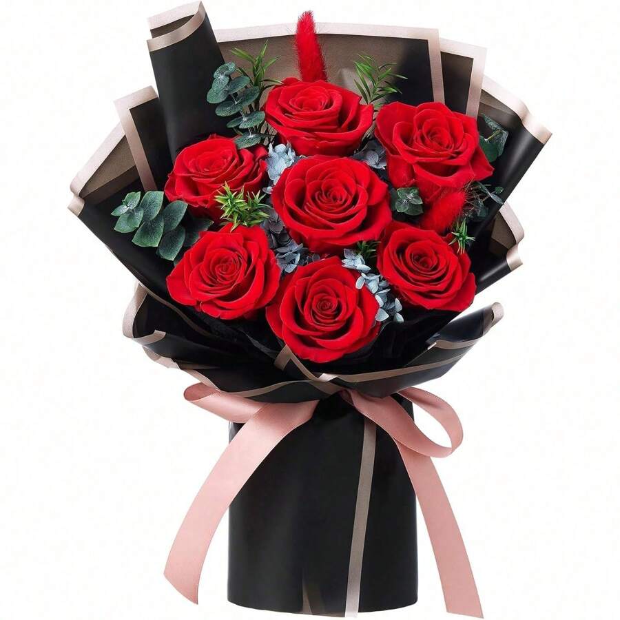 Flower Bouquet 7-Piece Preserved Roses Bouquet Gift For Women Wife ...