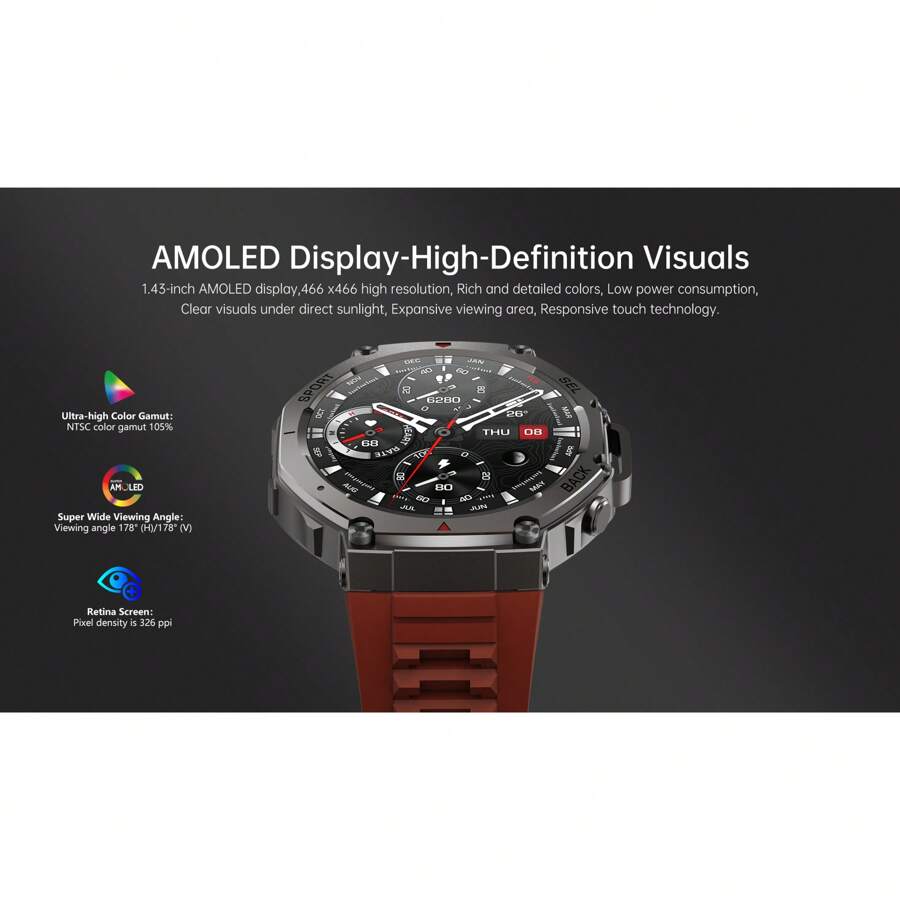 New DM58 GPS Smart Watch, Bluetooth Call, Altimeter, Barometer, Compass ...