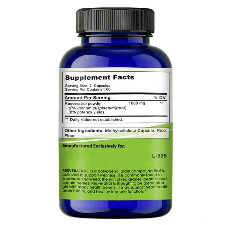 Resveratrol - 1000mg por porción de máxima potencia - Suplemento ...