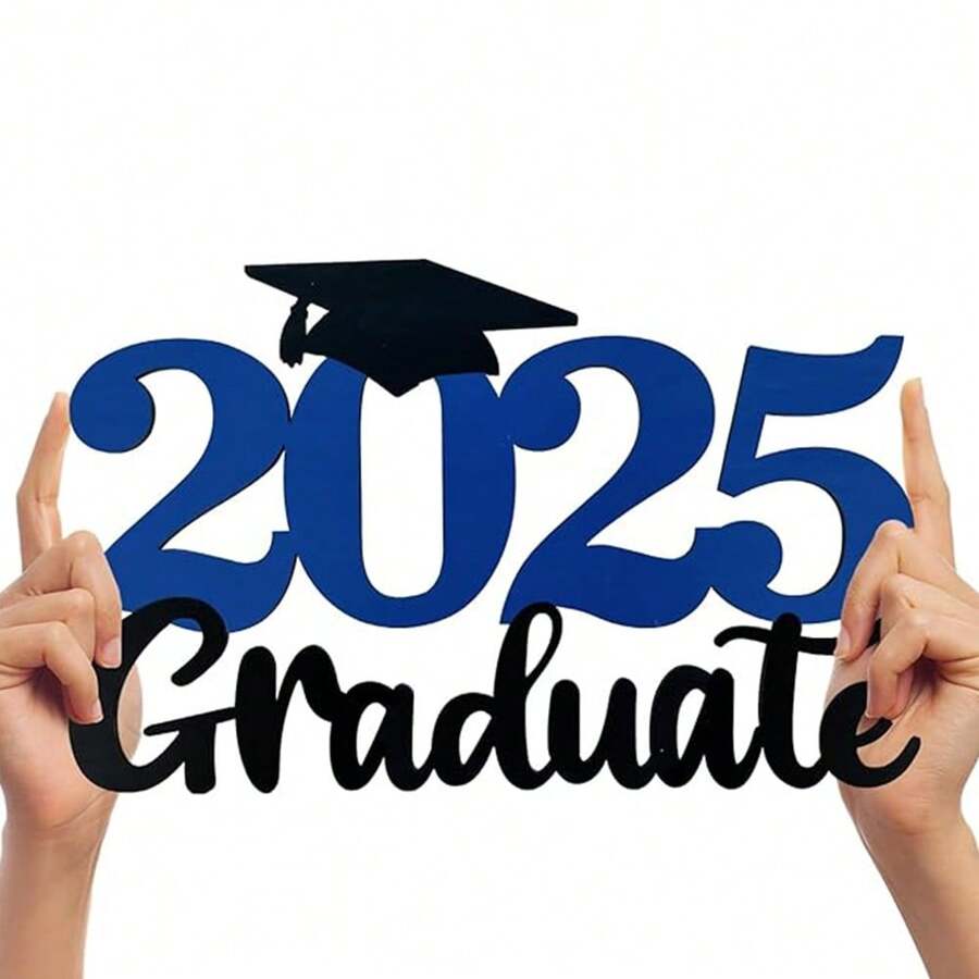 1pc 2025 Graduation Party Decorations Wooden Sign Blue Class Of 2025 ...