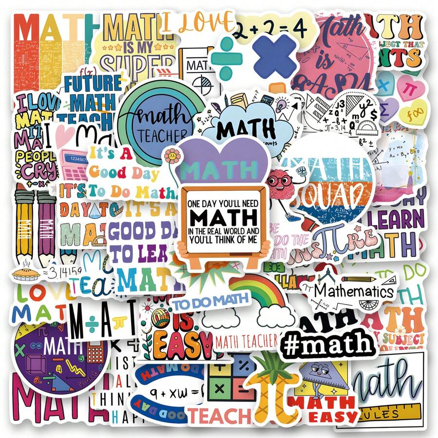 50PCS Math Stickers Vinyl Aesthetics Stickers For Scrapbooking, Diary ...