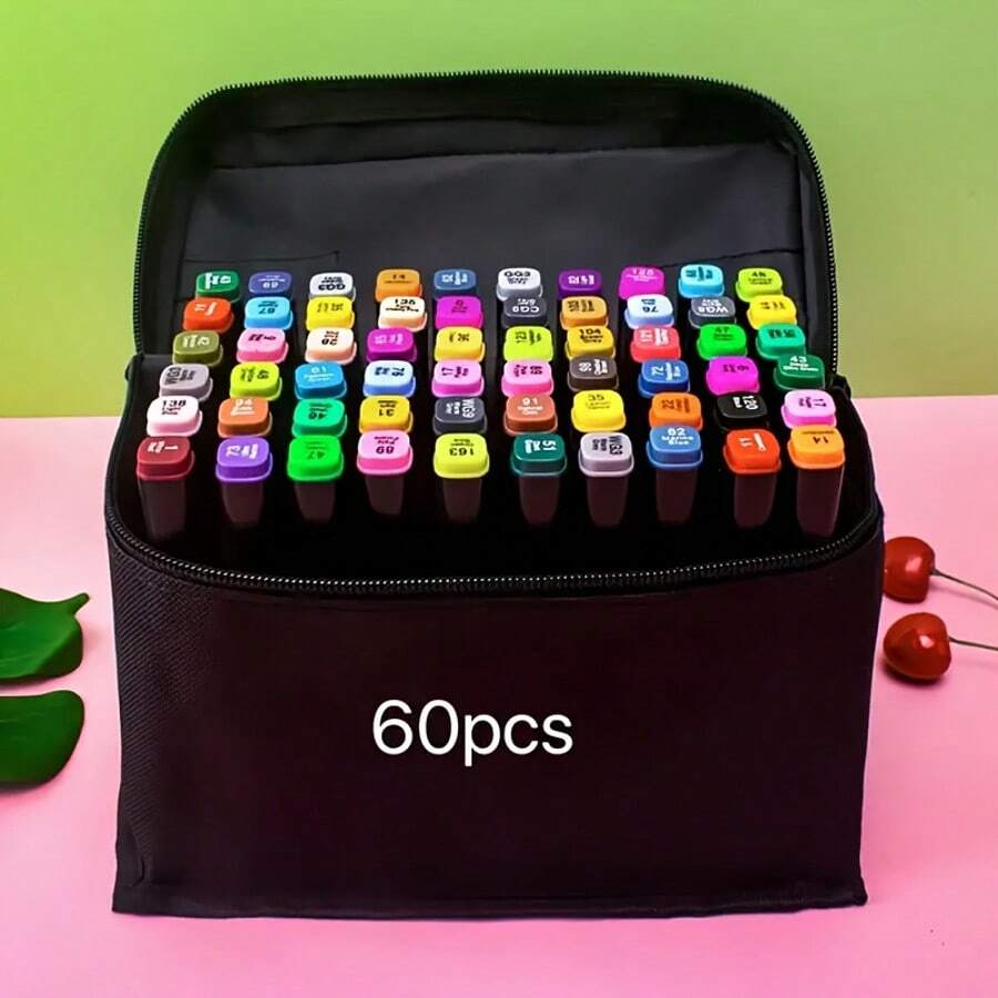 24/48/60/80/168 Colors Artist Markers Pens Set, Dual Tips Chisel & Fine ...