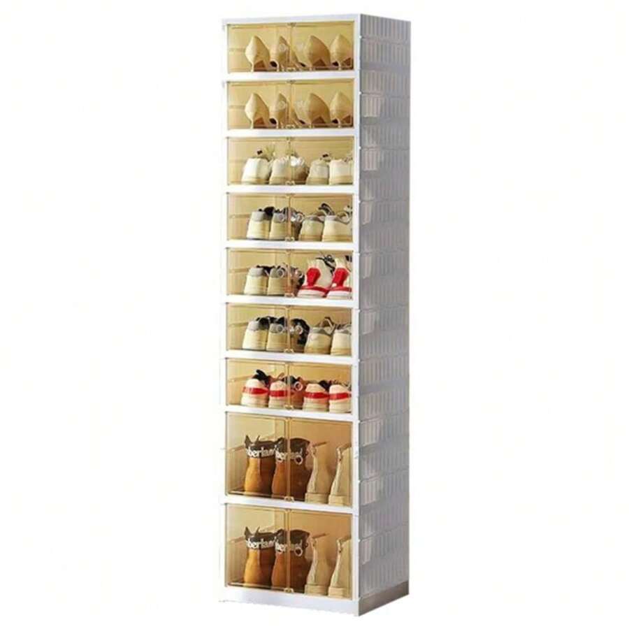 NLDD Expandable 9-Tier Shoe Rack With Clear Doors And Wheels ...