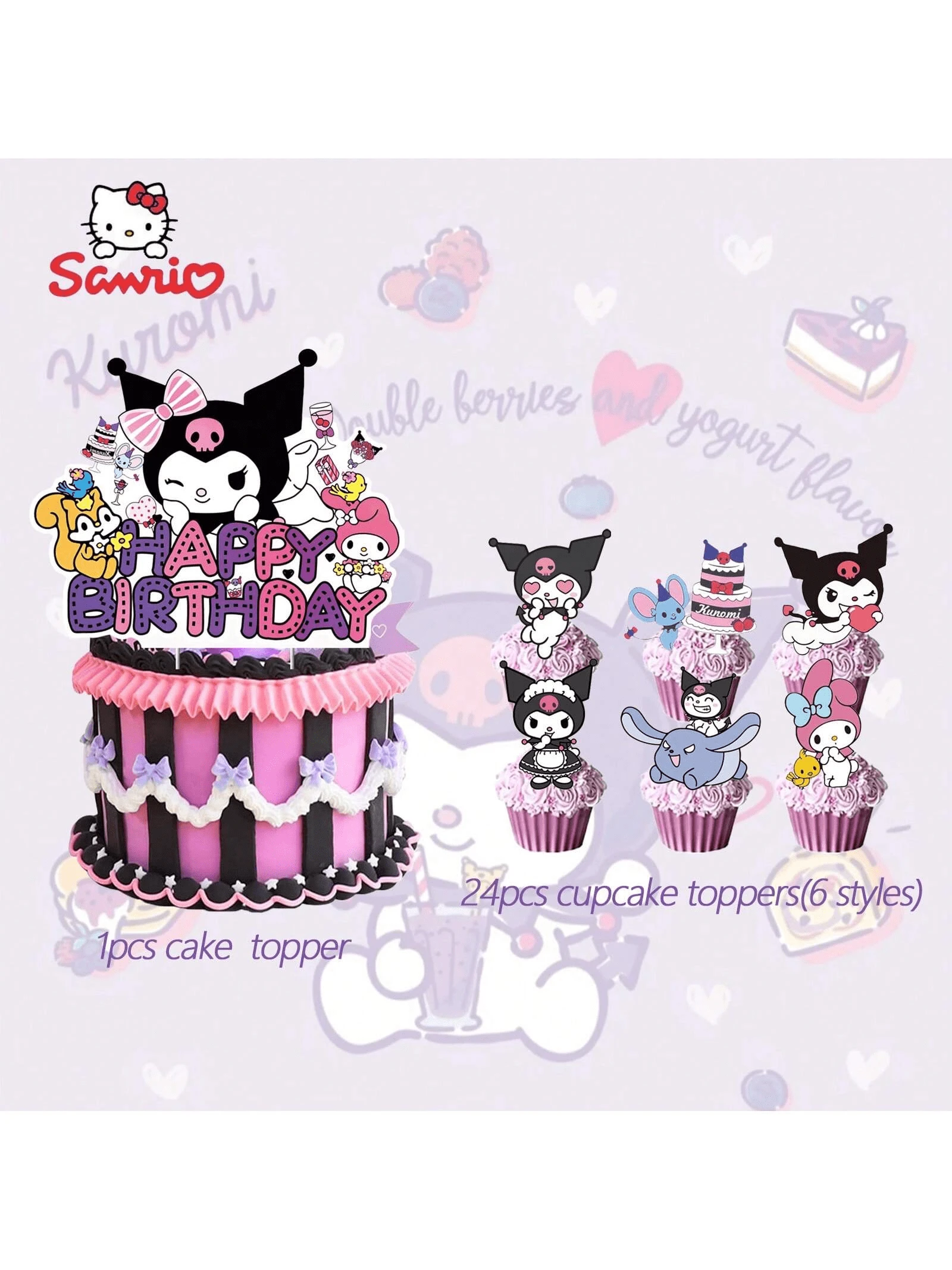 Sanrio Sanrio 25pcs Sanrio Kuromi Cake Topper,Cupcake Toppers, Kuromi ...