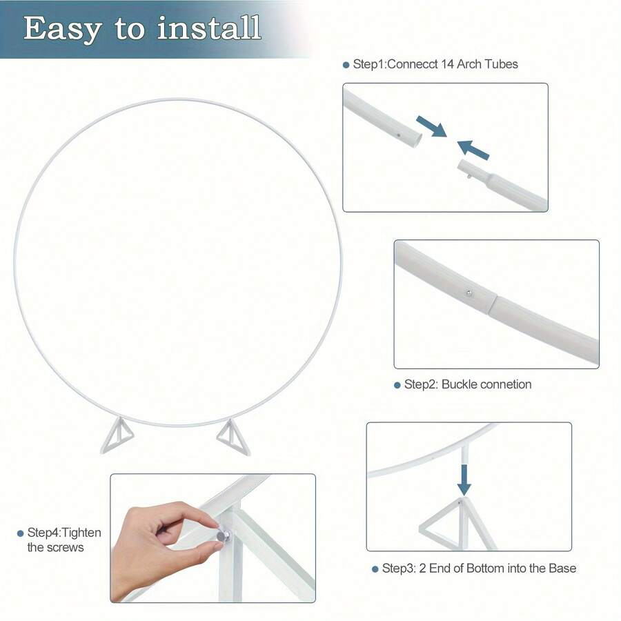 6.6ft Round Backdrop Stand Metal Circle Balloon Arch Kit Wedding Arbor ...