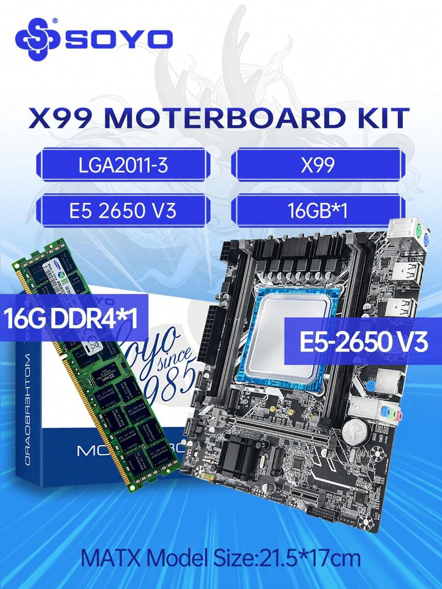 SOYO X99 D4 Motherboard Kit LGA 2011-3 Set With Intel Xeon E5 2650 V3 ...