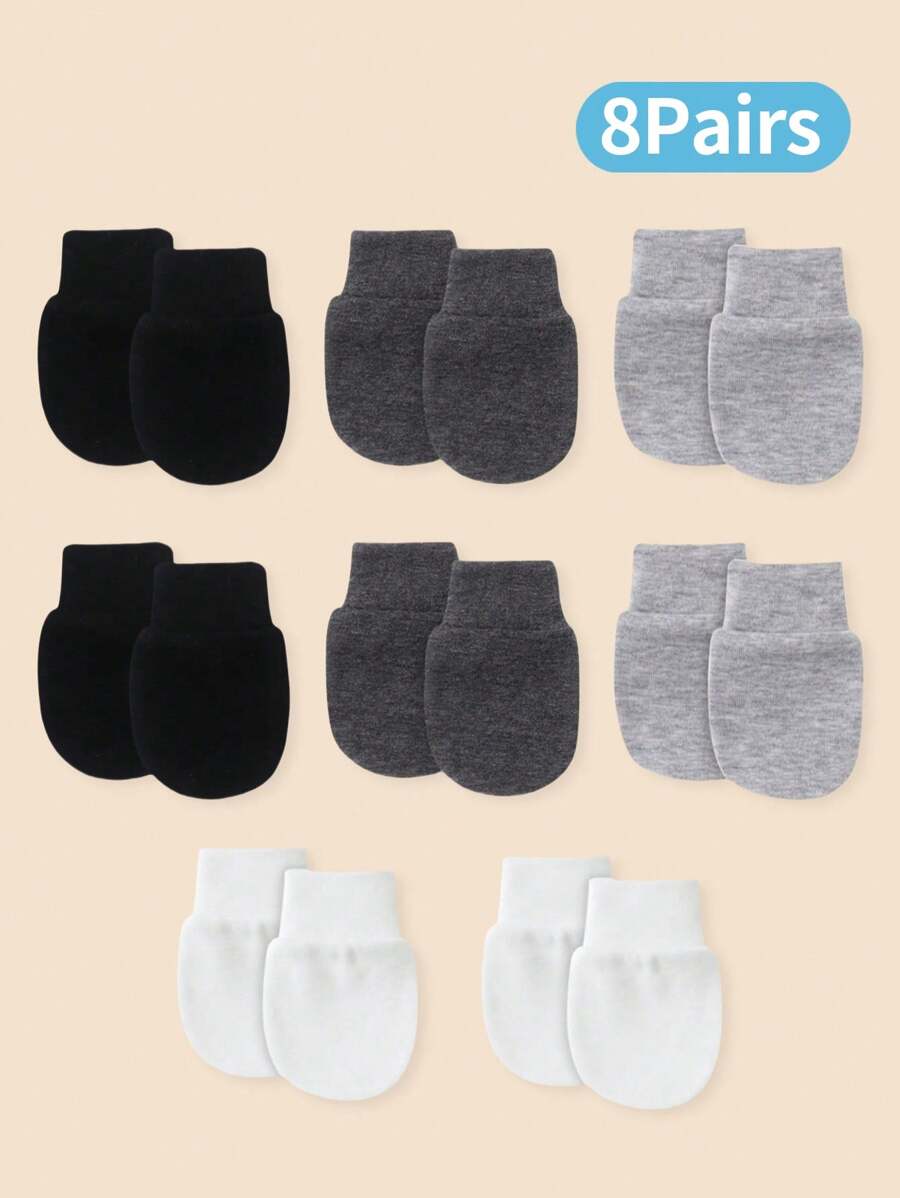 8 Pairs Newborn Solid Color Scratch Mittens, Suitable For Daily Wear ...