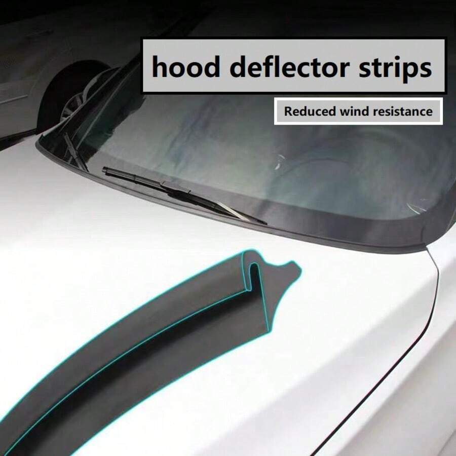 1pc 1.6m Length Self-Adhesive Black Universal Windshield Wind Deflector ...