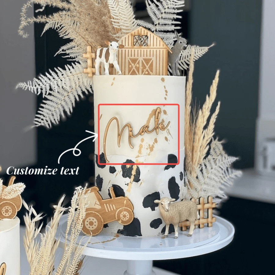1pc Farm Cake Topper Set Farm Yard Farm Party Birthday Wooden Cake ...