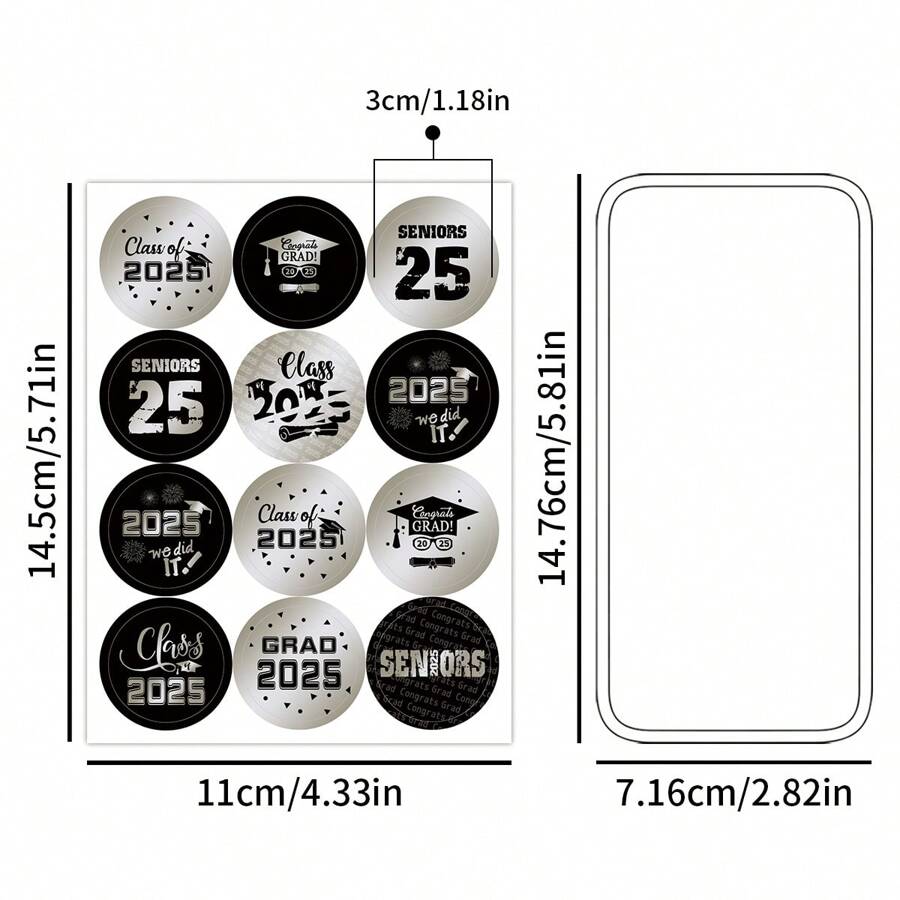 10 Sheets 2025 Round Graduation Label Stickers, Class Of 2025 Congrats ...