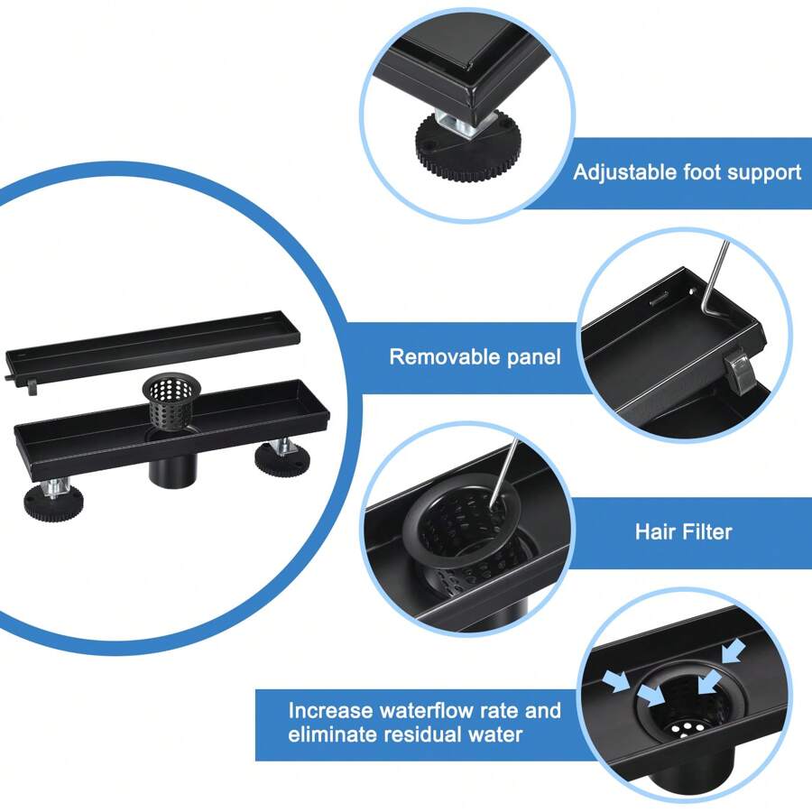 Offset Linear Shower Drain, Stainless Steel Shower Drain With Tile ...