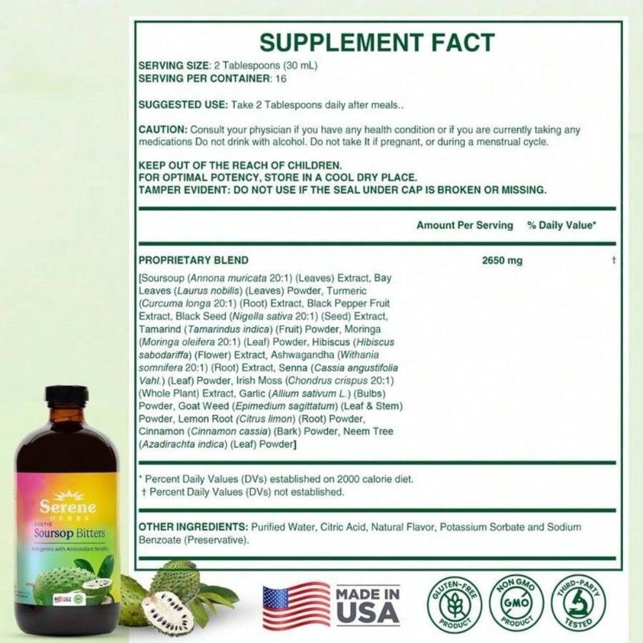 Serene Herbs: Soursop Bitters Liquid With Soursop, Sea Moss, Black Seed ...