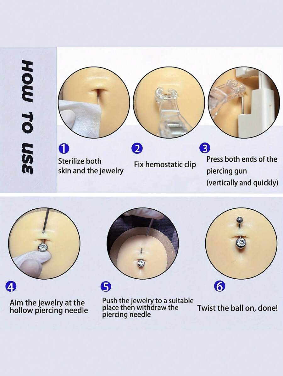 CIZME Belly Button Piercing Kit Gun Belly Piercing Kit Belly Button ...