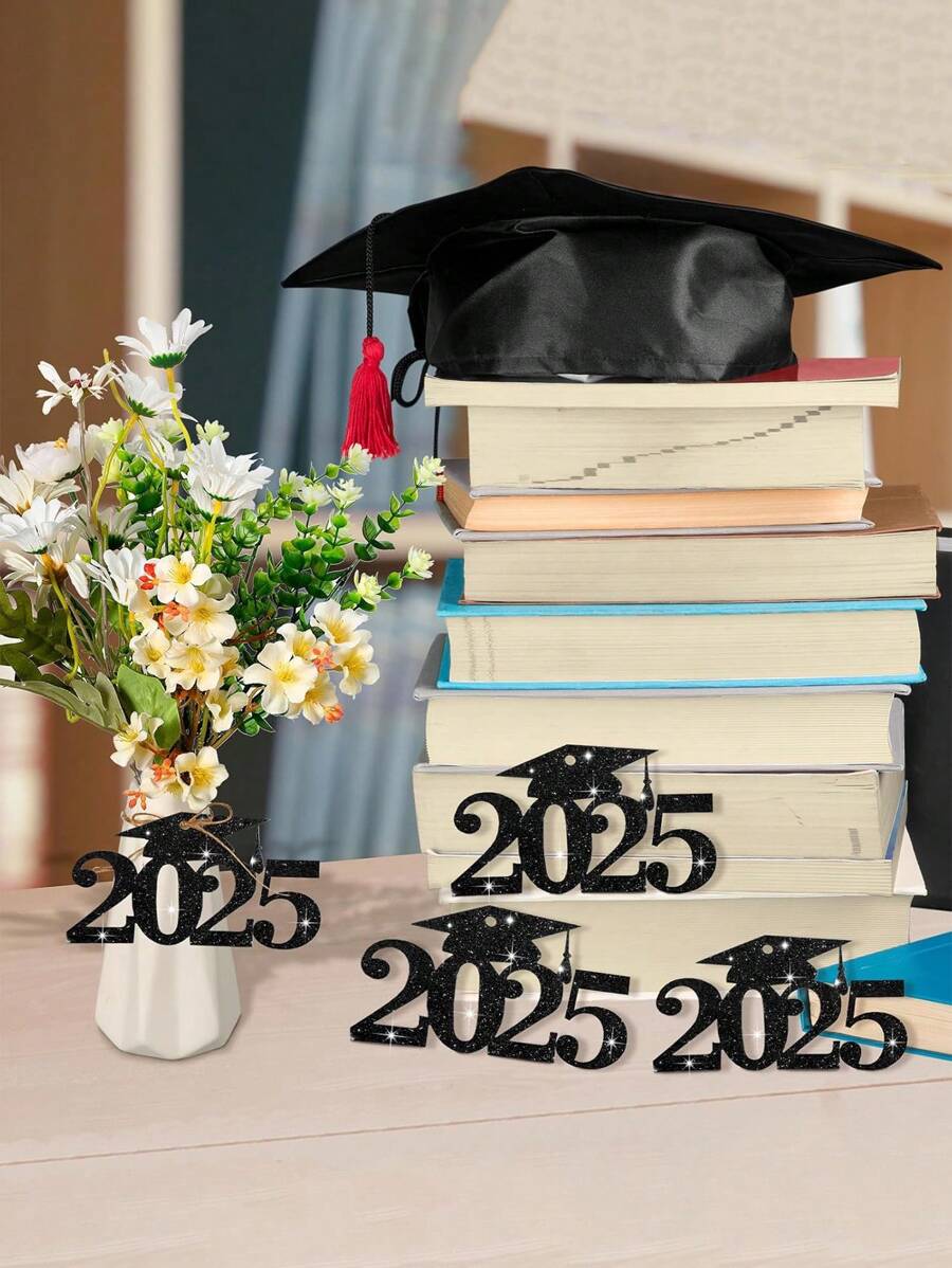 24pcs 2025 Graduation Decoration, 2025 Graduation Centerpieces, Hollow ...