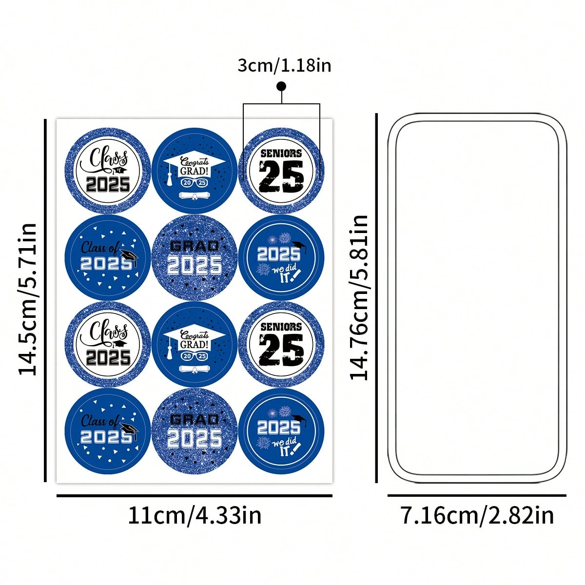 10 Sheets Blue 2025 Graduation Stickers, Class Of 2025 Congrats Grad ...