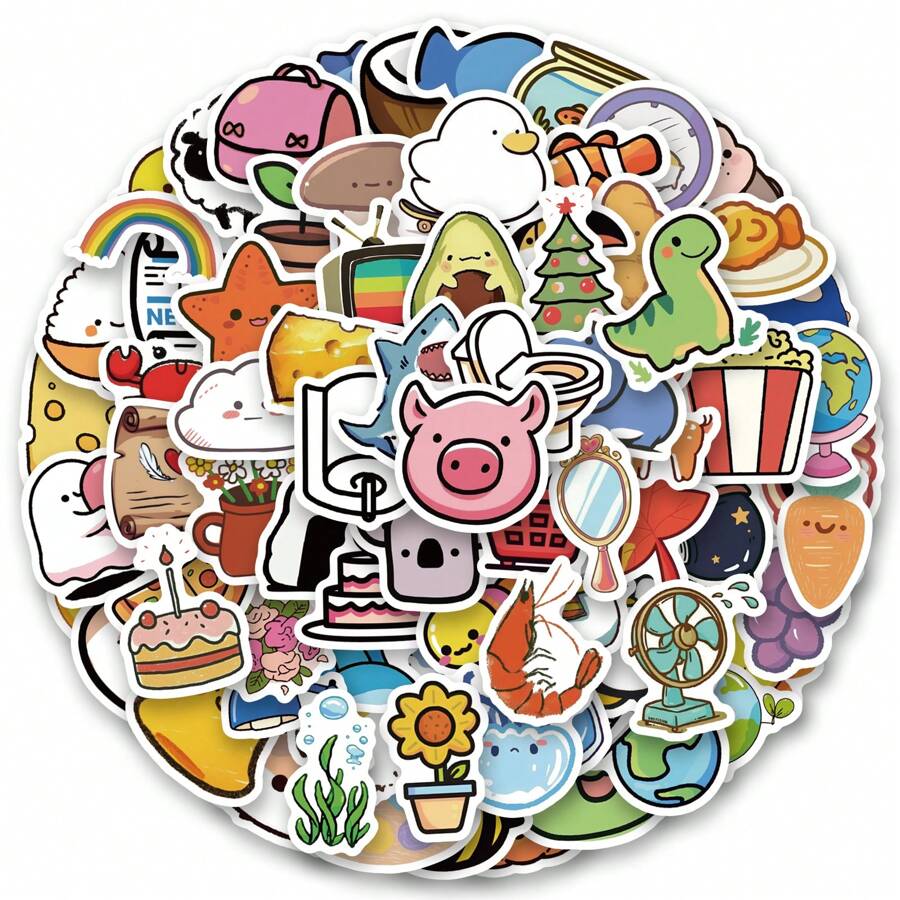 100Pcs Cute Cartoon Characters Stickers Vinyl Aesthetics Stickers ...