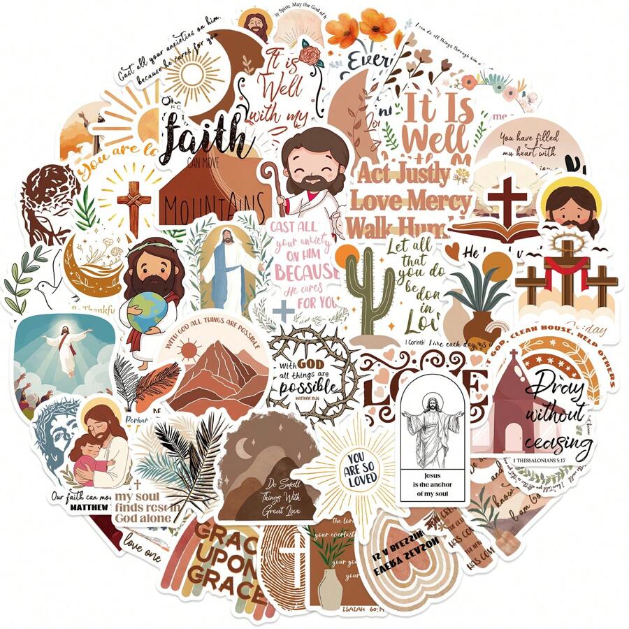 50Pcs Bible Stickers, Inspirational Christian Stickers Vinyl Aesthetics ...