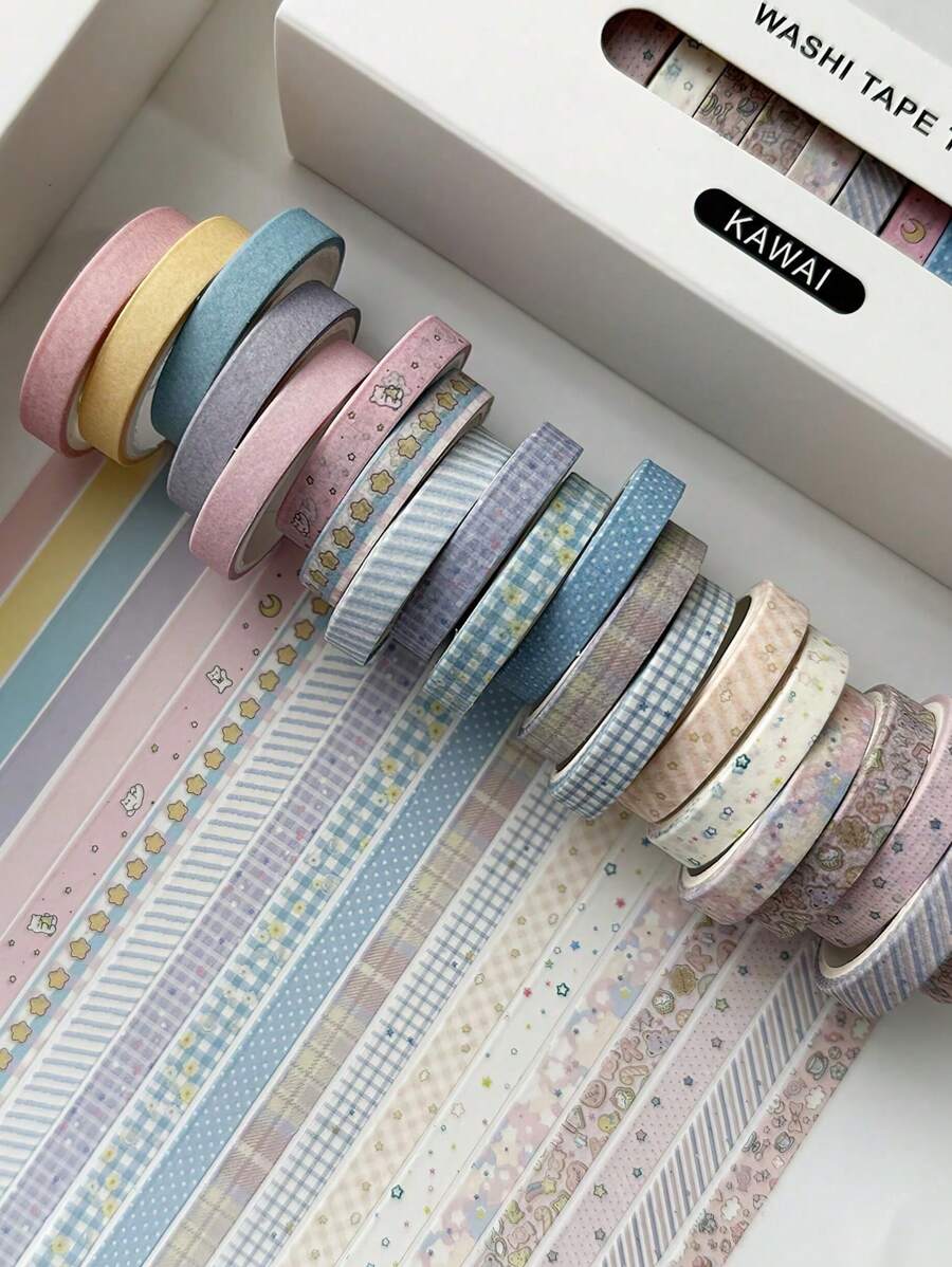 20 Rolls Kawaii Washi Thin Masking Tapes, 7mm*3m, Multi-Patterned Paper ...
