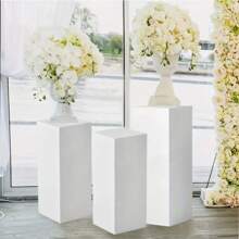 3Pcs Metal Pedestal Stand For Party, White Display Pedestal Stands ...
