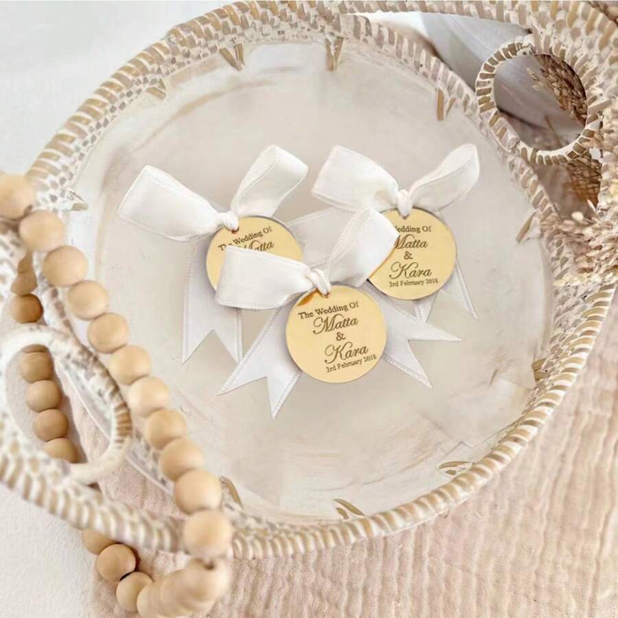 Tag de Casamento de Luxo Personalizada, Salve a Data, Tag de Nome de ...