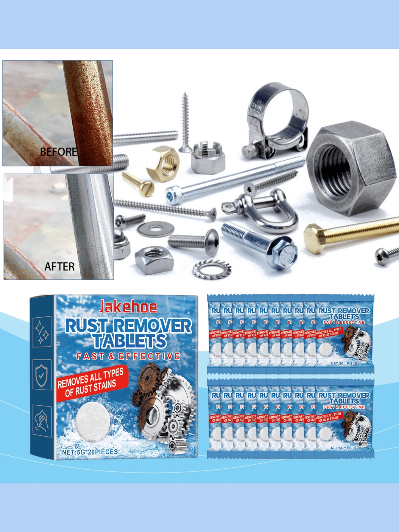 Rust Cleaning Effervescent Tablet Multi-Effect Decontamination Metal ...