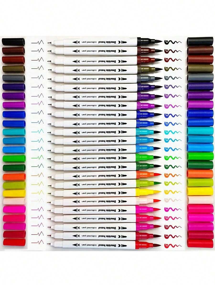 Canetas de Marcador de Pincel Duplo para Livros de Colorir, Conjunto de ...