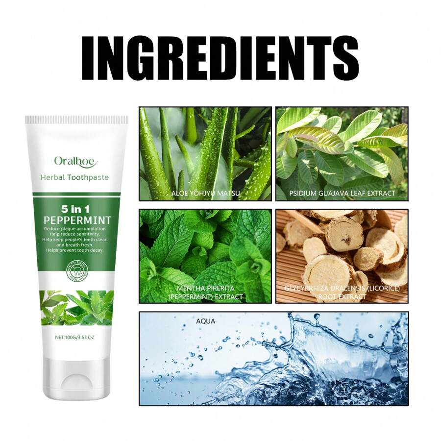 Oralhoe Aloe Whitening Toothpaste Cleans Mouth, Removes Odor, Freshens ...