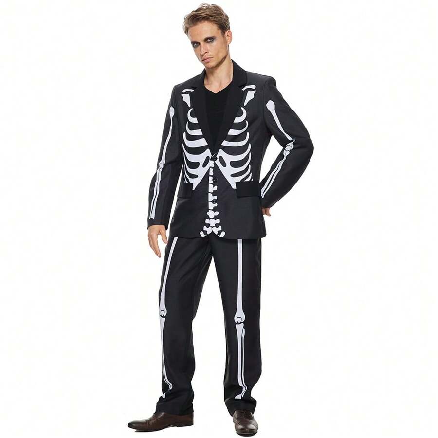 Skeleton Suit Halloween Costume Tailcoat Men's Bone Dad Suit Jacket And ...
