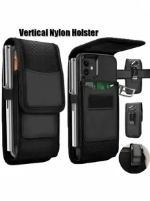 1pc Vertical Nylon Phone Belt Clip Holster With Buckle, Wallet Card ...