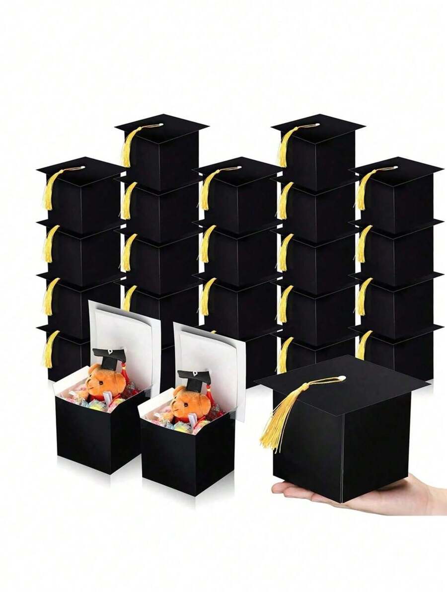 30PCS Black Gift Box, Graduation Gift Box, With Gold Fringe, Table Top ...