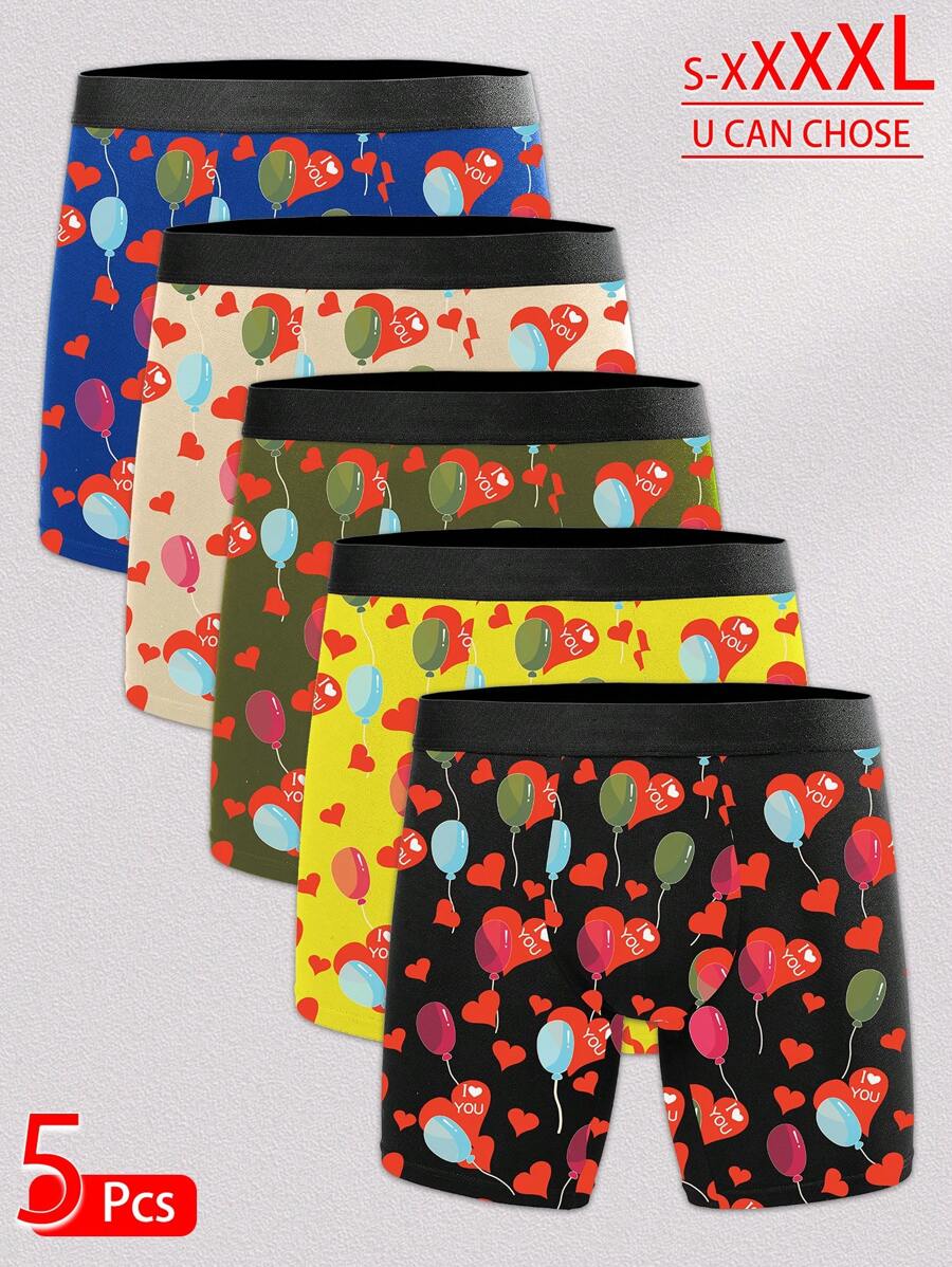 Men's Fashion Patterned Boxer Shorts Love Balloon Soft Comfort Slightly ...