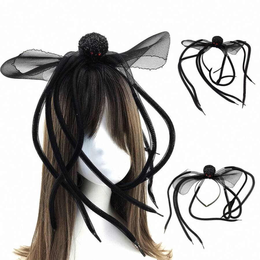 1pc Zwarte Mesh Spinnen Hoofdband, Eigenzinnig Horror Thema Kostuum ...