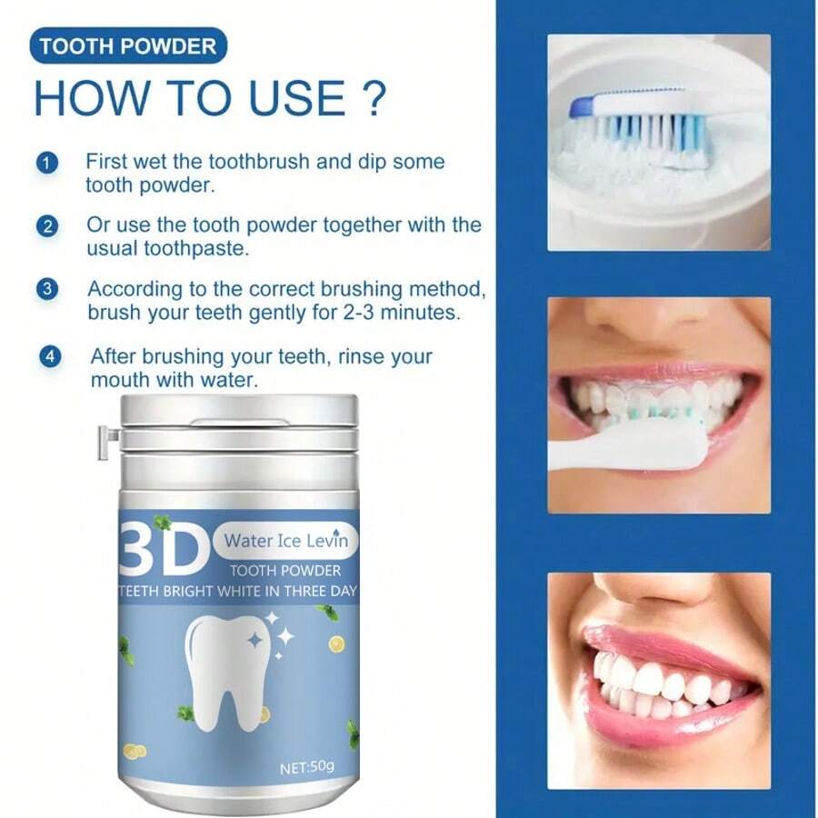 Water ice levin 50g Polvo blanqueador de dientes con menta, fórmula ...