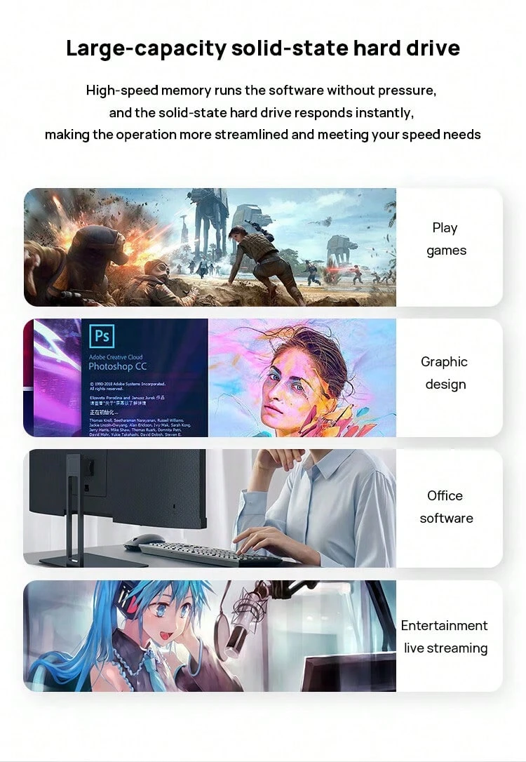 AOC 23.8" All-In-One Desktop Computer E33, Commercial & Home Office, N5095 Processor, 8GB DDR4 ...